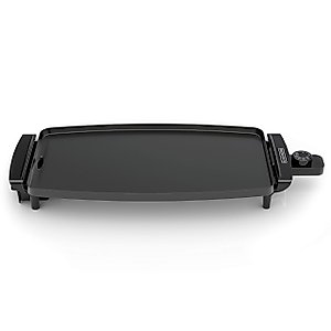 Black+Decker Electric Griddle with Removable Temperature Probe, Indoor Grill, Pancake Griddle, Black, GD1810BC
