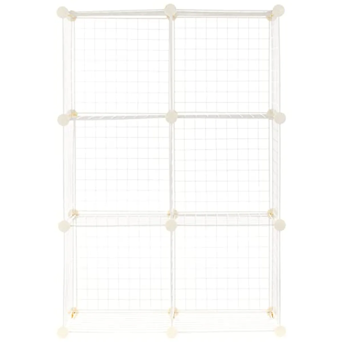 Amazon Basics 6 Cube Wire Grid Storage Shelves, Stackable Cubes, White, 14.6" D x 30.3" W x 44.8" H