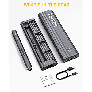 Fanttik NEX E1 3.7V Mini Electric Screwdriver Precision Screwdriver, 12 Bits, 0.2N.m Torque Setting, Max. 3 N.m, Magnetic Storage, 5/32''Hex, Repair Tool Set for Phone Camera Laptop Watch