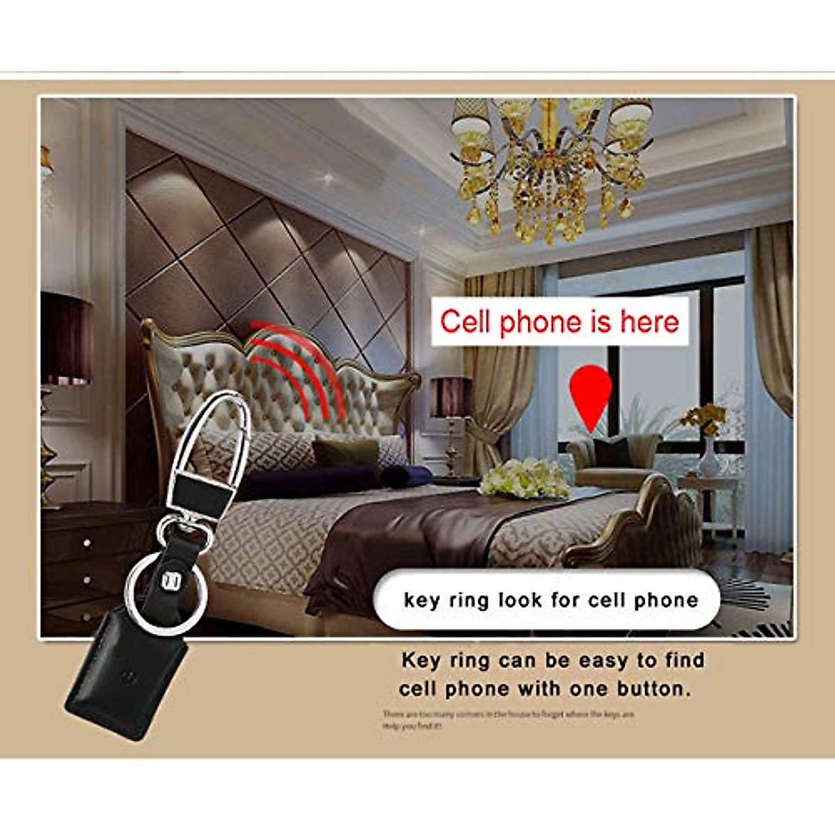 Anti-Lost Cowhide Leather Key Ring, with Alarm, Bluetooth, Position Record (via Phone GPS) (Blue)