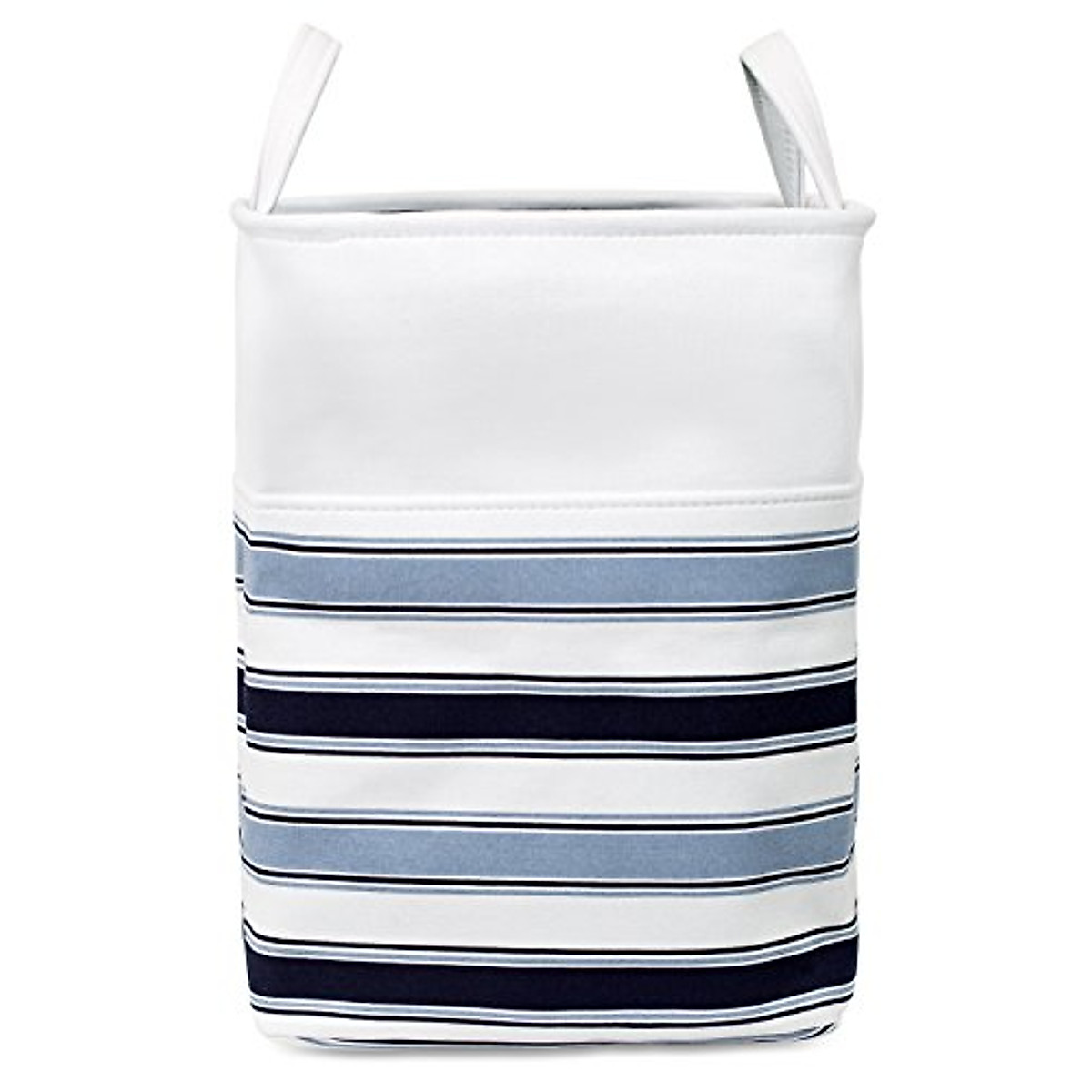 BirdRock Home Canvas Laundry Hamper with Handles - Blue Stripes - Transport Easily - Dirty Clothes Storage - Bendable and Foldable - Rectangle Laundry Bag