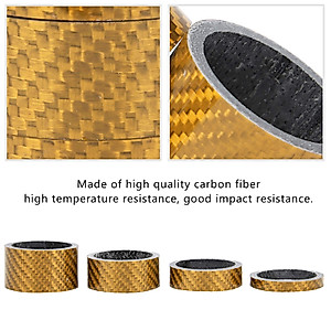 Keenso Carbon Fiber Bike Fork Washer Stem, 2 Set 5/10/15/20mm Bicycle Headset Front Fork Spacer Stem Bike Washer(Gold)