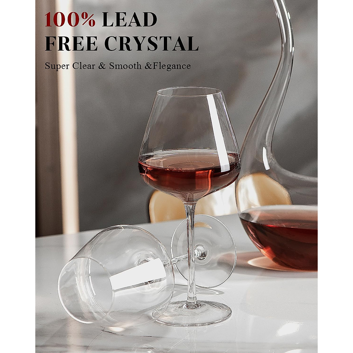 TrophyToast Extra Large 32oz Wine Glasses Set of 4 - Hand Blown Red Wine Glasses With Long Stem - Crystal Giant Burgundy Red Wine Glasses Clearer, Thin, Gift Packaging for Christmas,Wedding,Birthday