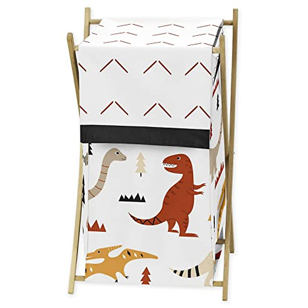 Sweet Jojo Designs Mod Dino Baby Kid Clothes Laundry Hamper - Orange, Tan, Rust, Taupe, Mustard Yellow, Beige, Brown and Black Modern Dinosaur Boho Dinosaurs Arrow Chevron Herringbone Gender Neutral