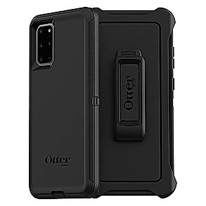OtterBox Galaxy S20+/Galaxy S20+ 5G (ONLY - Not compatible with any other Galaxy S20 models) Defender Series Case - BLACK, rugged & durable, with port protection, includes holster clip kickstand
