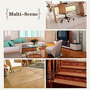Plastic Desk Chair Mat for Hardwood Floor，Wood Floor Protector for Rolling Chair，Computer Chair Mat Large，Under Desk Mat for Carpet，1.5mm，Clear，Easy to Clean，PVC for Hard Floors (Color : Clear, Size
