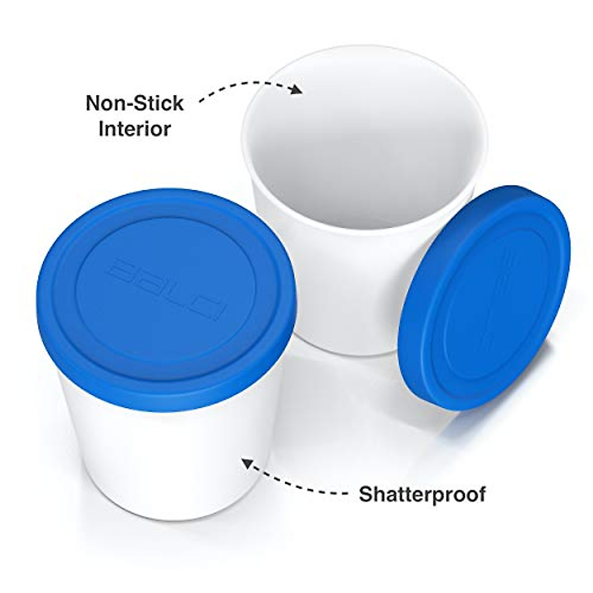BALCI - Premium Ice Cream Containers (2 Pack - 1 Quart Each) Perfect Freezer Storage Tubs with Lids for Ice Cream, Sorbet and Gelato! - Blue