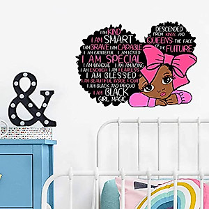 Yovkky Black Girl Magic I Am Special Inspirational Quote Wall Decal Pink Motivational Saying African American Sticker Nursery Positive Decor Baby Toddler Room Decoration Afro Kid Bedroom Playroom Art