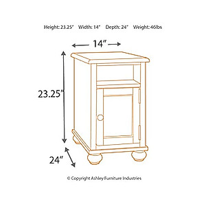 Signature Design by Ashley Barilanni Traditional Chair Side End Table with 1 Storage Cubby, 2 Fixed Shelves, 2 USB Ports & Outlets, Dark Brown
