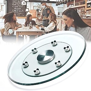 Round Tabletop Rotating Tray, Clear Round Glass Lazy Susan Turntable for Dining Table with Swivel Assist System, for Dining Table Serving Plate Rotating Stand ( Color : Clear , Size : 110cm (43inch) )