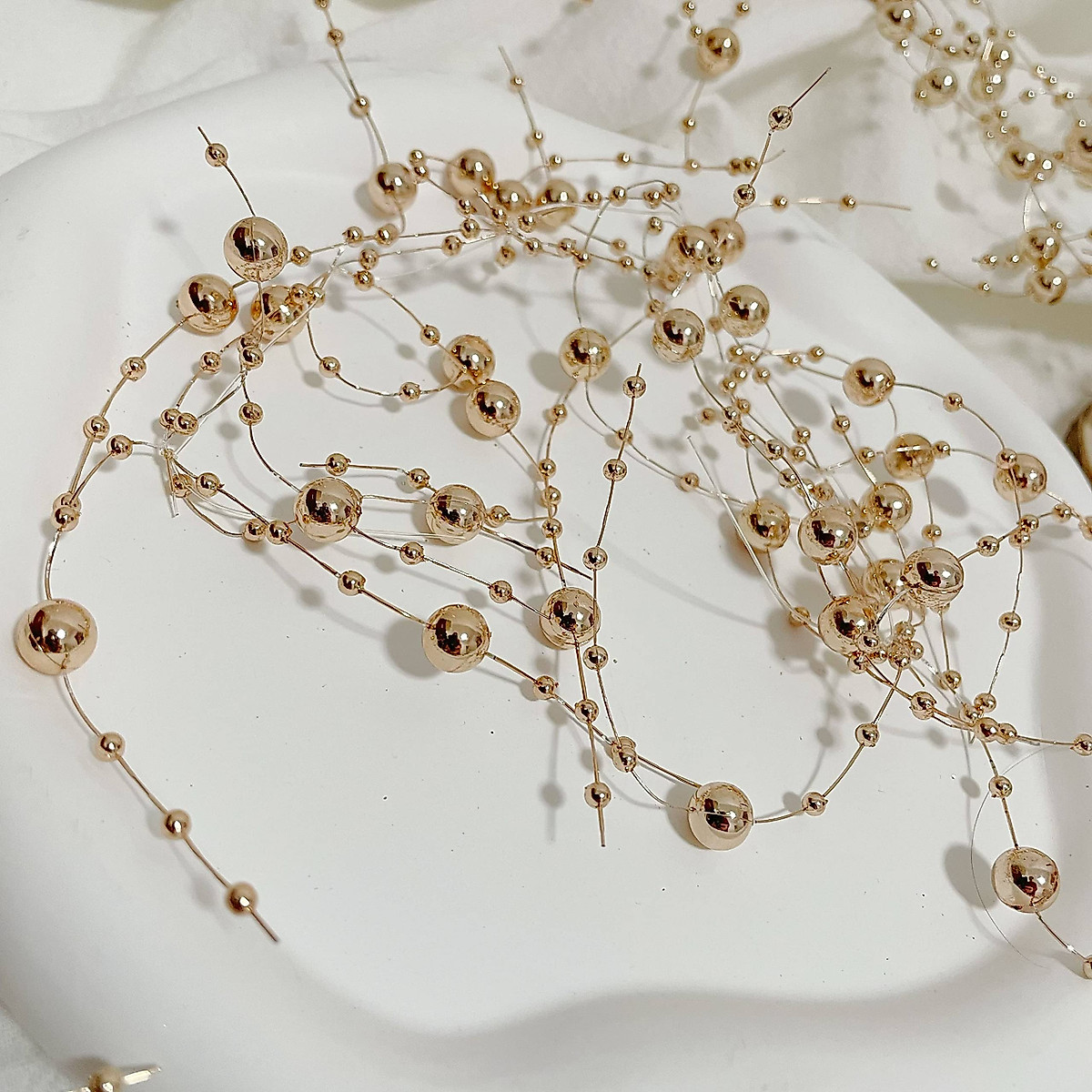 TeaSu 12pcs Pearl String, for Wedding Centerpiece, Vase Filler and Decor for Floating Candles