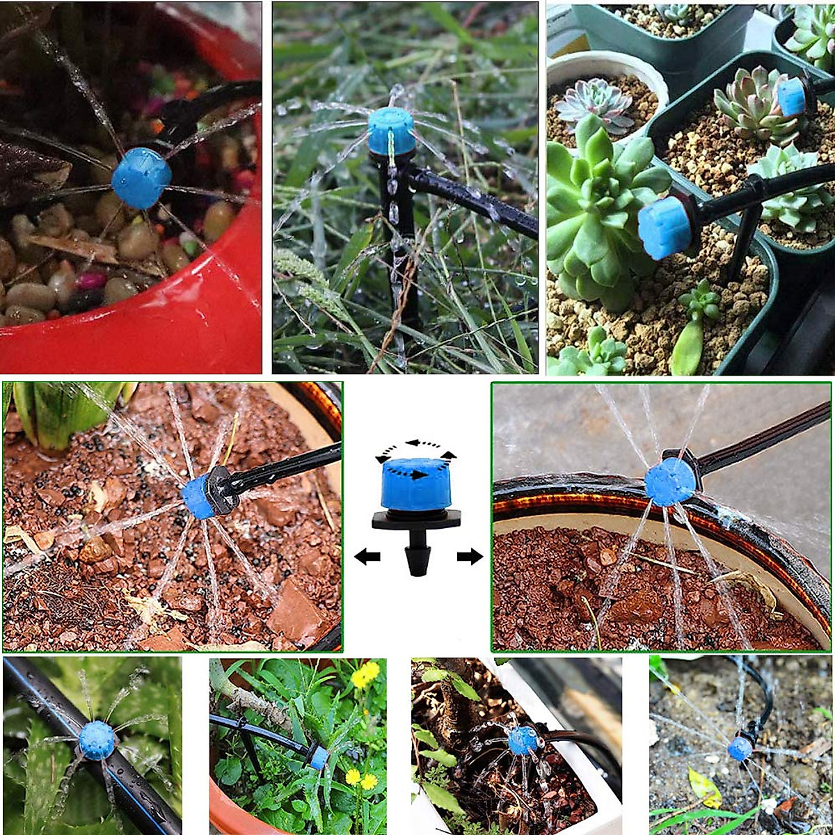 MSDADA Drip Irrigation Kit, 1/4" Blank Distribution Tubing Drip Irrigation System/DIY Plant Hose Automatic Irrigation Equipment Set for Garden, Greenhouse, Flower Bed, Patio, Lawn （Blue, 82ft）