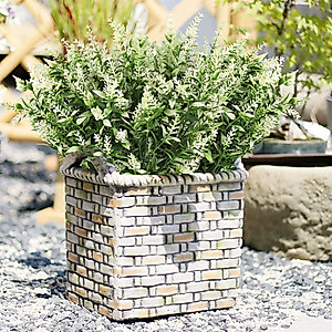 20 Bundles Artificial Lavender Flowers Outdoor Fake Flowers Faux Plants Plastic Bouquet Fake Greenery UV Resistant No Fade Faux Shrubs Home Garden Porch Patio Office Yard Indoor Decoration (White)