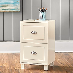 Target Marketing Systems Bradley Collection Drawer Cabinet with Metal Handles for Home Office Organization, Fits Letter-Size File, 2, White