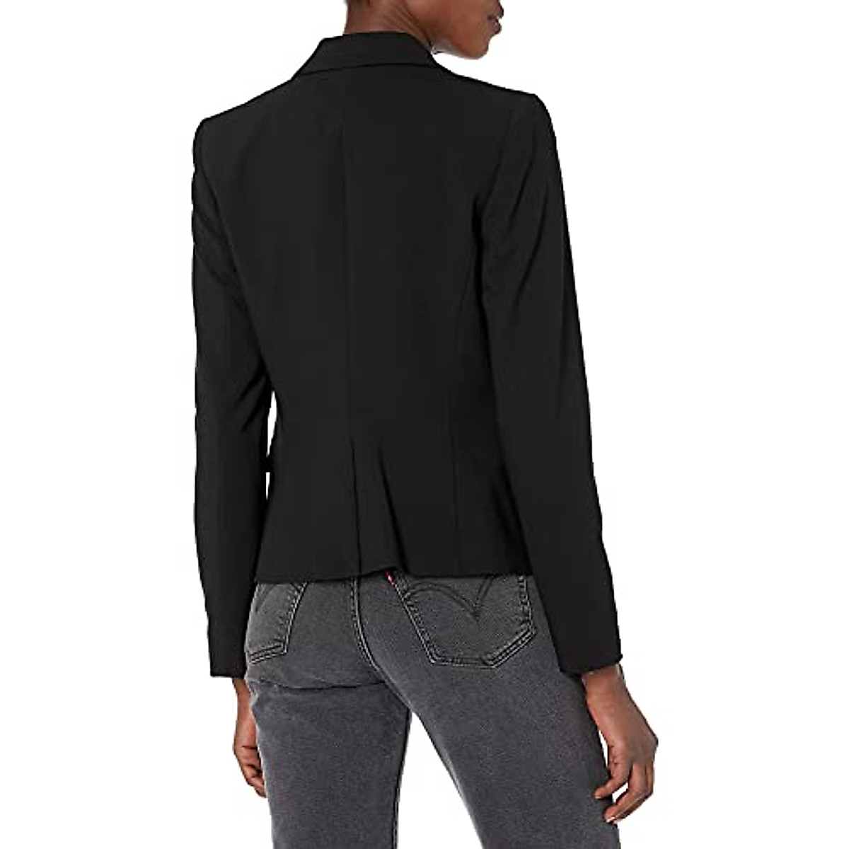 Calvin Klein Women's Two Button Lux Blazer (Petite, Standard, Black, 18 Plus