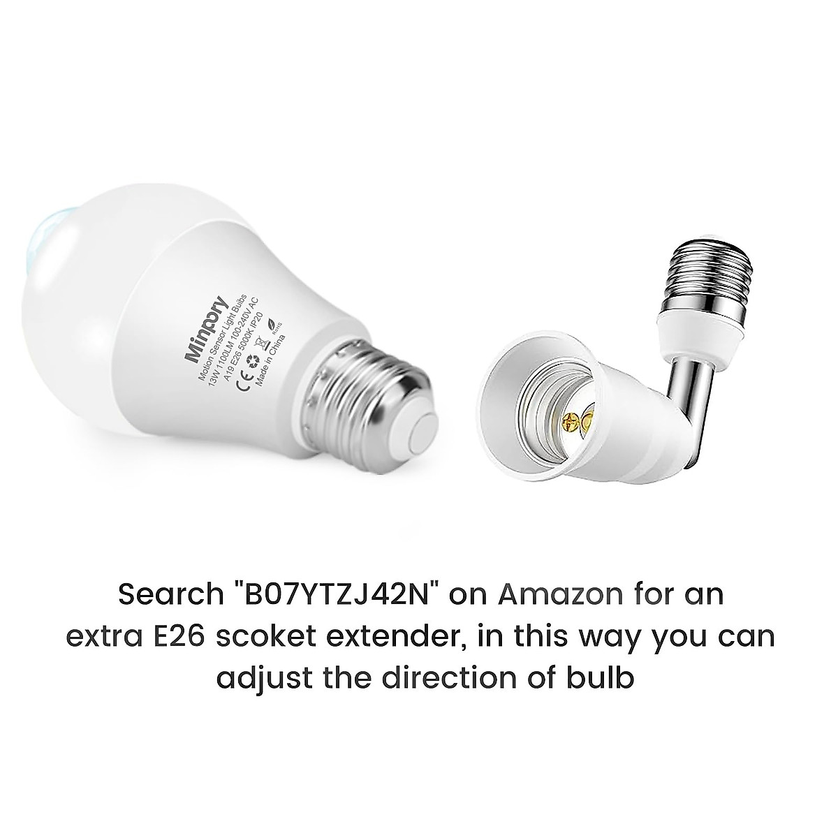 Motion Sensor Light Bulbs, 13W(100W Equivalent) Motion Detector Auto Activated Dusk to Dawn Security LED Bulb, A19 E26 5000K Daylight Outdoor/Indoor Lighting for Garage Porch Stairs Patio, 3 Pack