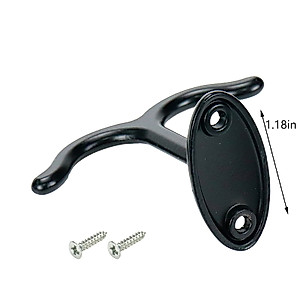 Tighall 10 PCS Zinc Alloy Black Double Prong Ceiling Hook, Top Mount Hooks with Screws for Closet Top Kitchen Cabinet Garage Hanging Clothes, Towels or Other Utensils