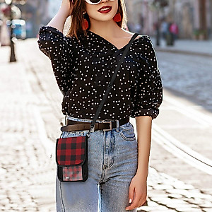 ALAZA Red Black Buffalo Lattice Plaid Small Crossbody Wallet Purse Cell Phone Bag Rfid Passport Holder with Credit Card Slots