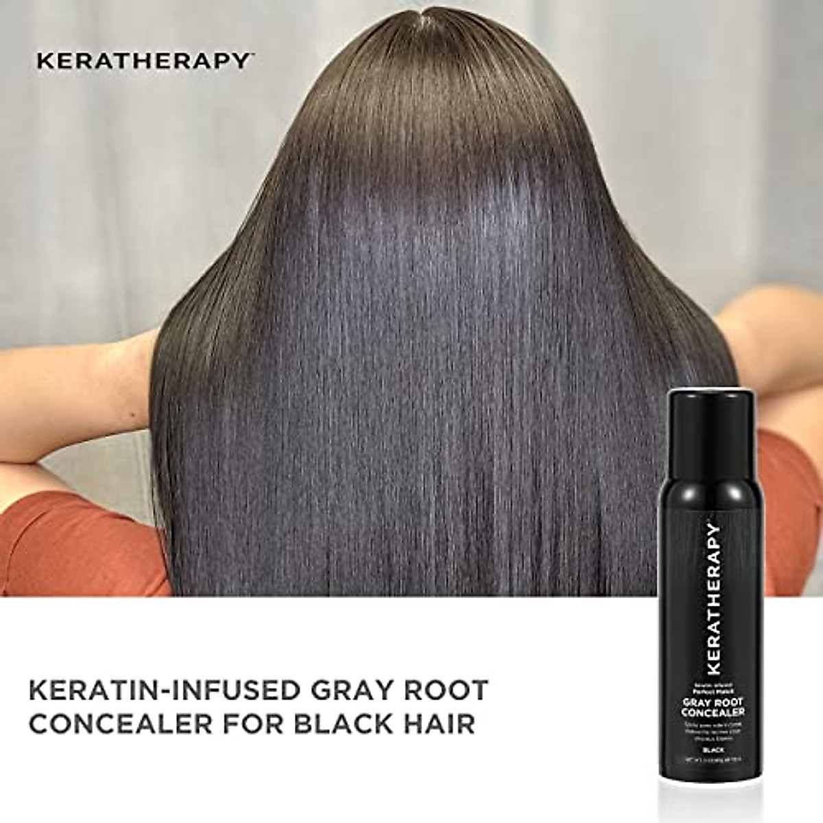 Keratherapy Keratin Infused Perfect Match Gray Root Concealer Spray, Dark Brown, 3 oz, 118 ml - Root Cover Up Spray to Hide Gray Roots - Keratin Therapy Hair Darkening & Temporary Scalp Concealer