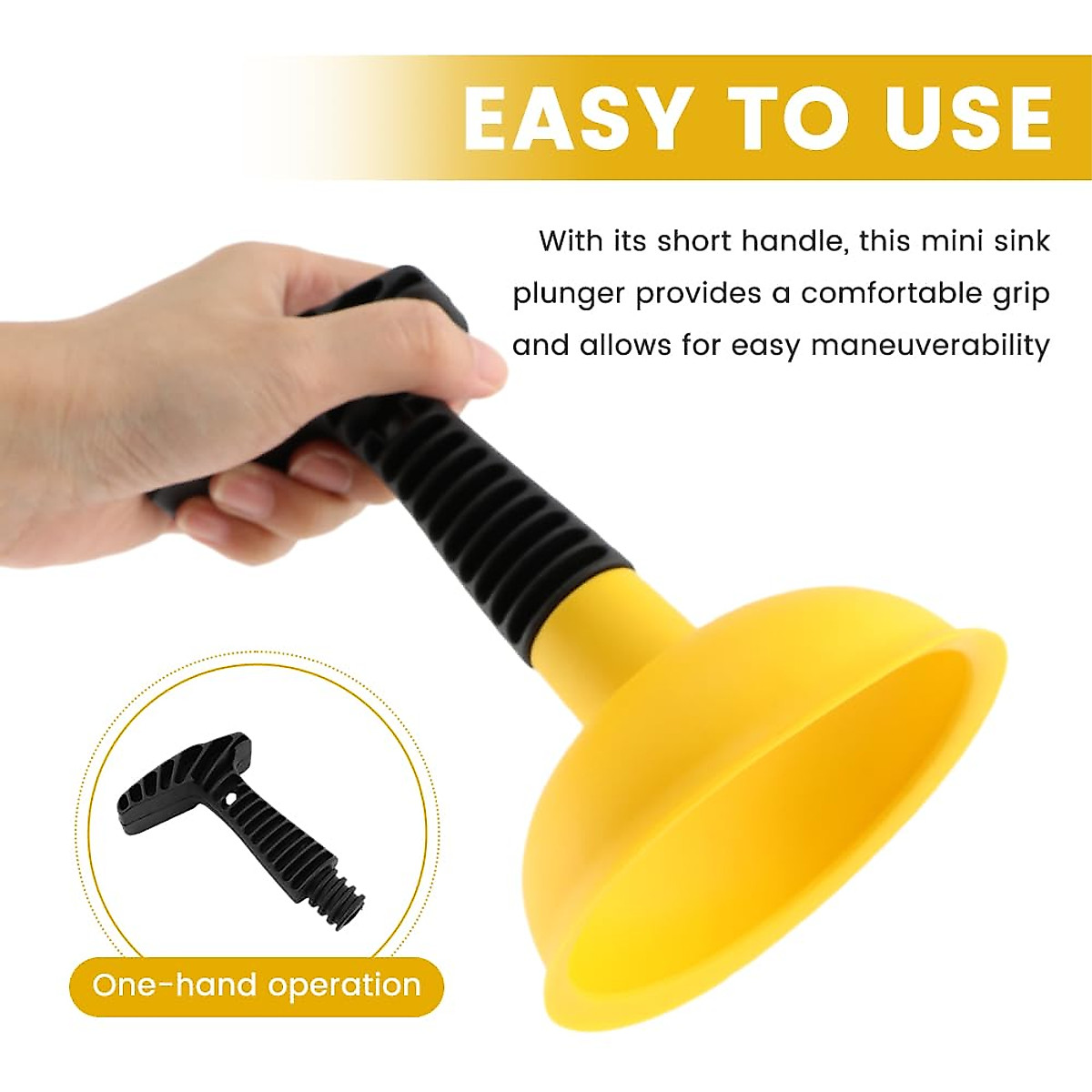 Sink Plunger with Drain Clog Remover, Mini Plunger with Short Handle, Hand Drain Plunger Easy to Use Unclogging Tool for Kitchen Sink,Bathroom Toilet, Shower Tub