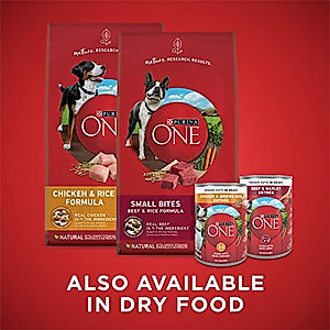 Purina ONE Tender Cuts in Gravy Chicken and Brown Rice, and Beef and Barley Entrees Wet Dog Food Variety Pack - (2 Packs of 6) 13 oz. Cans