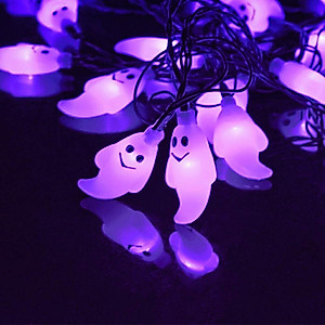 LIUPENGWEI Solar Outdoor Rodgersia String, 30 LED Ghost Globe-Shaped Solar Fairy Lights for Home, Party, Holiday, Christmas Decorations (Purple) Garden Ghost Light