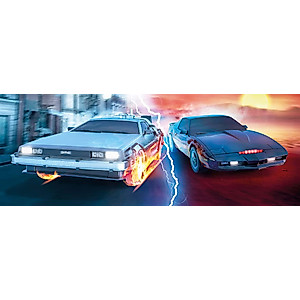 Scalextric C1431M 1980s TV - Back to The Future vs Knight Rider Race Set- Mains Power Slot Car Race Track Sets, 1:32 Scale Set, Electric Racing Toys for Adults or Kids, Age 8+