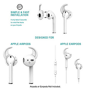 4 Pairs AirPods Accessories Ear Hooks Cover, Professional Anti-Slip Silicone Earbuds Tips Hook Compatible with Apple Airpods 1 and 2(White)