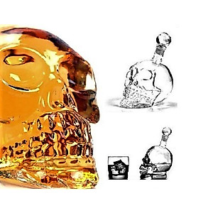 Bargain Crusader Skull Head Vodka Shot Whiskey Wine Drinking Glass Bottle Decanter Skull Shaped Wine Bottle (1, 500ml Decanter)