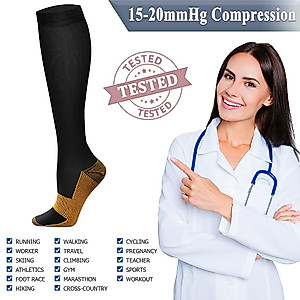 QUXIANG Copper Compression Socks for Women & Men Circulation (8 Pairs) - Best for Running Athletic Cycling - 15-20 mmHg (S/M,Multi 01)