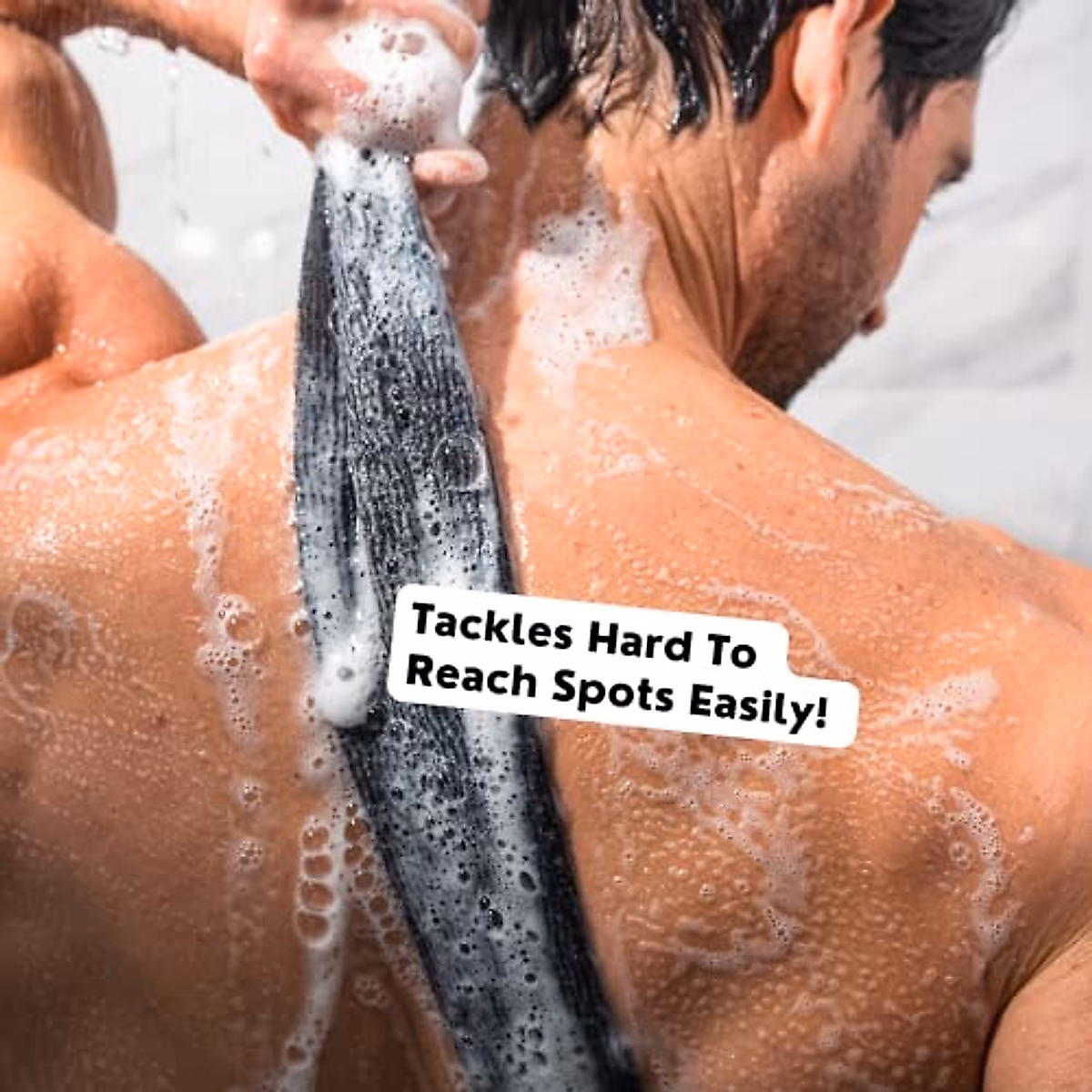 Extra Rough Exfoliating Washcloth - Extreme Body & Back Scrubber for Shower, Extra Long, Hygienic Exfoliator Wash Cloth, Men Or Women, 2 Count Pack, 1 Black & 1 Grey Color, Bye Bye Loofah