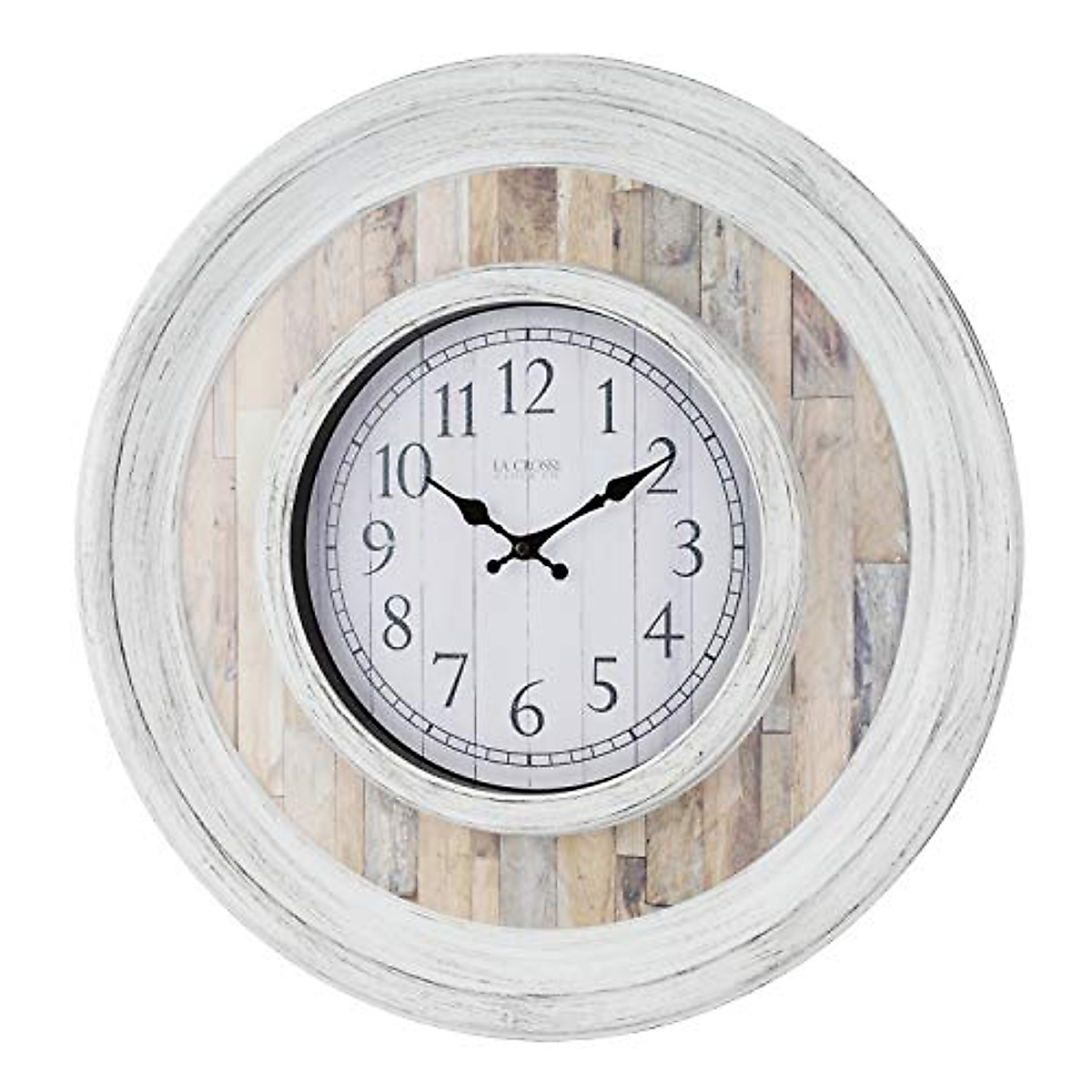 La Crosse Technology 404-3051B 20 Inch Weathered Wood Quartz Wall Clock, White