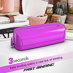 Electric 3 Hole Paper Punch, VEYETTE Paper Puncher with Adapter for Office School Studio, 20 Sheet Capacity, AC or Battery Purple