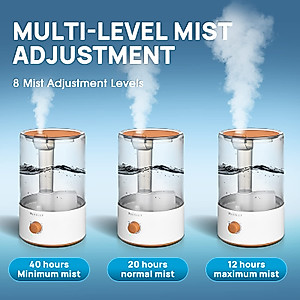 Cool Mist Humidifier,Quiet Ultrasonic Air Humidifiers for Bedroom & Large room - Top Fill Cool Mist Humidifiers for Plant, Auto-Shut Off, Humidifiers for Babies Nursery & Whole House (4.2L Water Tank)