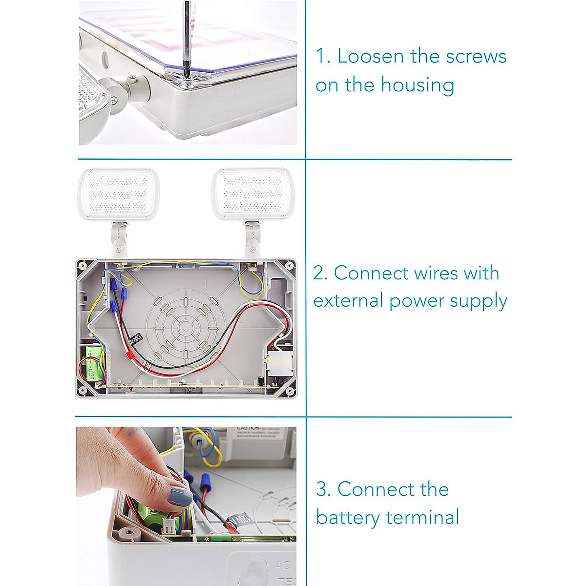 Wet Location Red Exterior Weatherproof Outdoor LED Combo Exit Sign Emergency Light With Battery Backup, Double Face, AC 120V/277V, UL Certified (4 Pack)