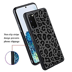 KANGHAR Case Compatible with Galaxy S20,Black Leopard Design,Tire Texture Non-Slip + Shockproof Rugged TPU Protective Case for Samsung Galaxy S20 6.2 Inch-Leopard Pattern
