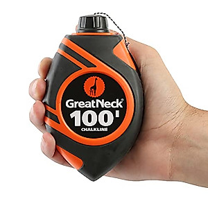 Great Neck 74602 6 To 1 Chalk Reel with Red Chalk, Retractable Chalk Line and Chalk Refill Bottle, Plumb Line Chalk Kit, Straight Line Tool