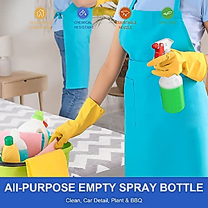 Bealee Spray Bottles (4 Pack, 24 Oz) Refillable Empty Plastic Water Spraying Bottle for Cleaning Solutions, Hair Spray, Car Detail, Watering Plants, Heavy Duty Mist Stream Sprayer with Measurement