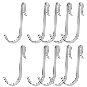 JJHXSM 10PCS Stainless Steel J-Shaped Wire Rack Hooks Hanging Sink Grid Hooks Wire Rack Hooks Cabinet Door Dormitory Hooks for Hanging Clothes Bathroom Kitchen Hanger Hooks Silver