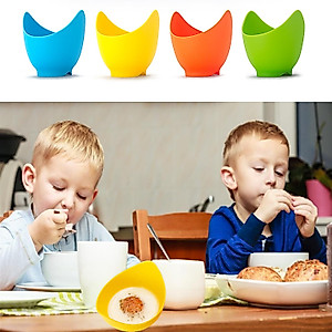 4pcs Silicone Egg Poacher Cups with BONUS Oil Brush, Nonstick Egg Poaching Cups for Air Fryer, Baking oven or Stovetop Egg Cooking, BPA Free.