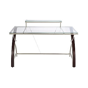 Realspace® - Desk - Axley 55" W Glass Computer Desk - Laminate - Laminate - 58.5" x 30" x 5.27" - Cherry/silver