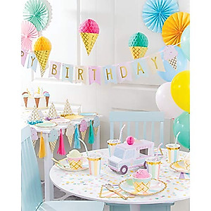 Creative Converting - 346416 Creative Converting Ice Cream Party Tassel Banner, 1 ct, Multi-color, Banner measures 8" x 56"