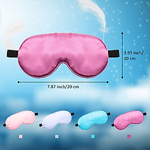 4 Silk Sleep Mask Smooth Soft Eye Mask with Adjustable Shoulder Strap Sleep Shading Travel Relaxation (Purple, Pink, Sky Blue, Taro Color)
