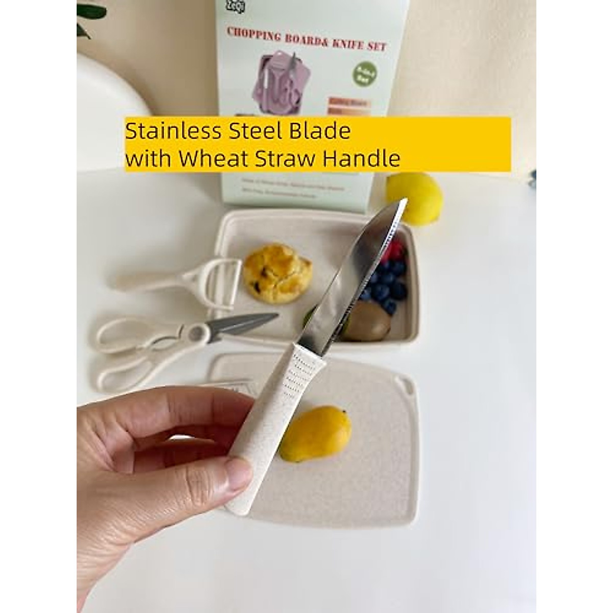 ZeQi 5-in-1 Cutting Board, Knife, Peeler, Scissors and Tray Set/Travel, Camping/Outdoor, Dorms/Small Cutting Boards/BPA Free/Dishwasher Safe/Kitchen Utensils…