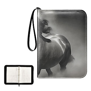 PYBUG Horse Trading Card Binder with Nylon Strap 4-Pocket Waterproof PU Leather Card Collection Binder for 400 Cards Sturdy Card Holder Folders for Game Cards,Sports Cards