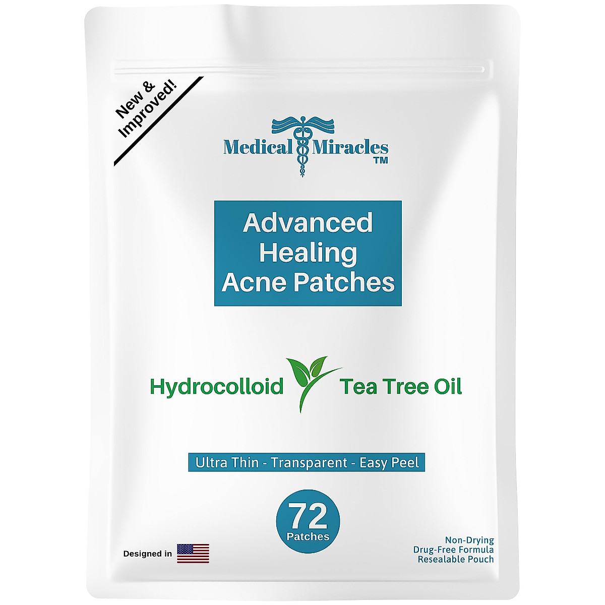 Maximum Strength Hydrocolloid Acne Remover Sticker Dots, 72 Pack | Face Healing Dot Treatment May Aid in Absorbing Zits, Pimples, Cystic Spots, Blemish Tea Tree Therapy Covers All Skin Types