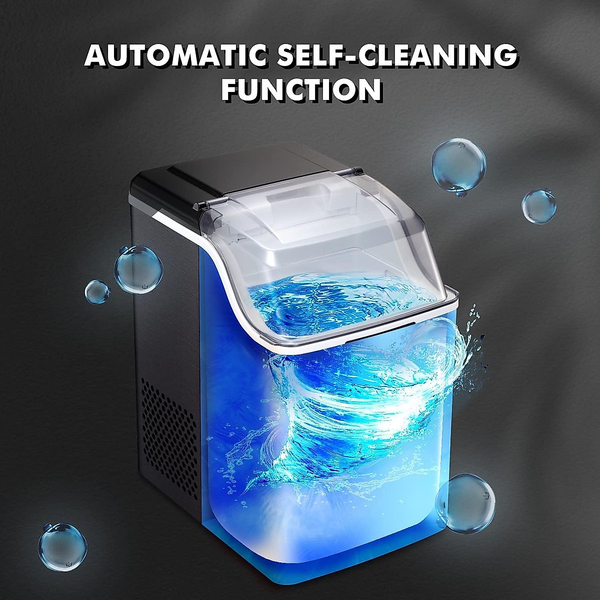 ZAFRO Nugget Ice Makers Countertop with Soft & Chewable Pellet Ice Portable Self-Cleaning Compact Ice Machine 44Lbs/24H with Ice Scoop and Basket Suitable for Home/Kitchen/Office/Bar Party