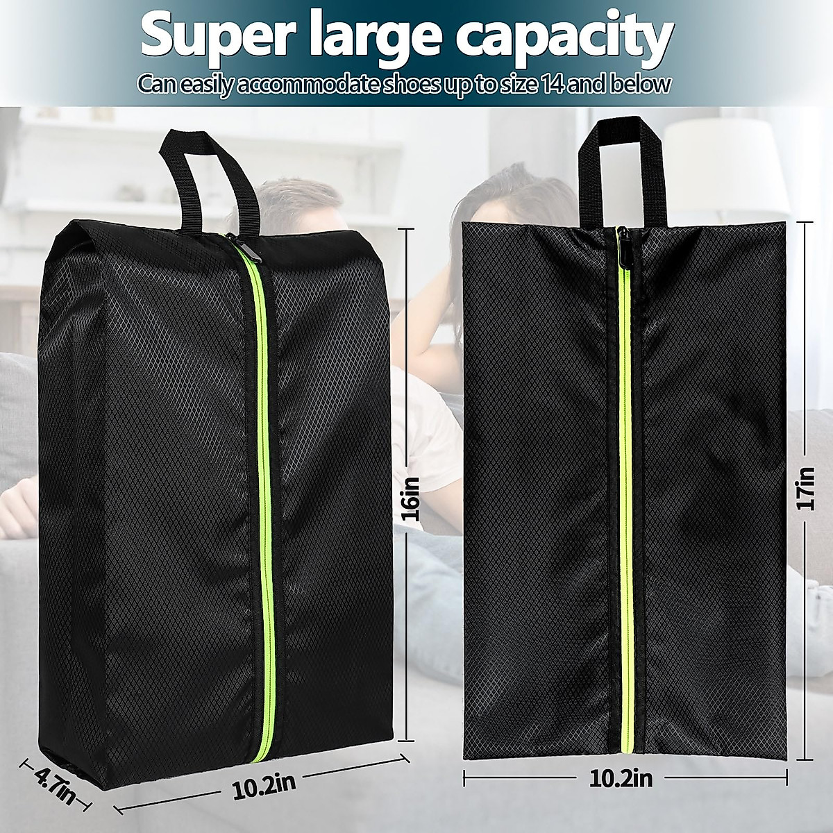 Eopres Shoe Bags for Travel - Set of 3 Pack Large Capacity Oxford Fabric Shoe Bags, Multi-Functional Dust-Proof and Waterproof Men & Women Travel Shoe Bag(Black)