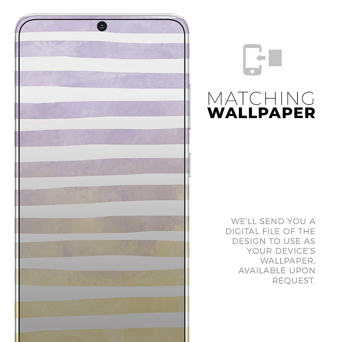 DesignSkinz Purple to Yellow Watercolor Ombre Stripes Protective Vinyl Decal Wrap Skin Cover Compatible with The Samsung Galaxy S20 (Screen Trim & Back Glass Skin)