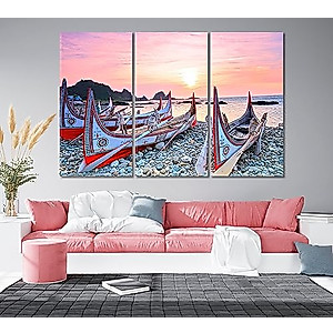Canoe on the Sea Coast Thailand Canvas Print 3 Panels / 36x24 inches